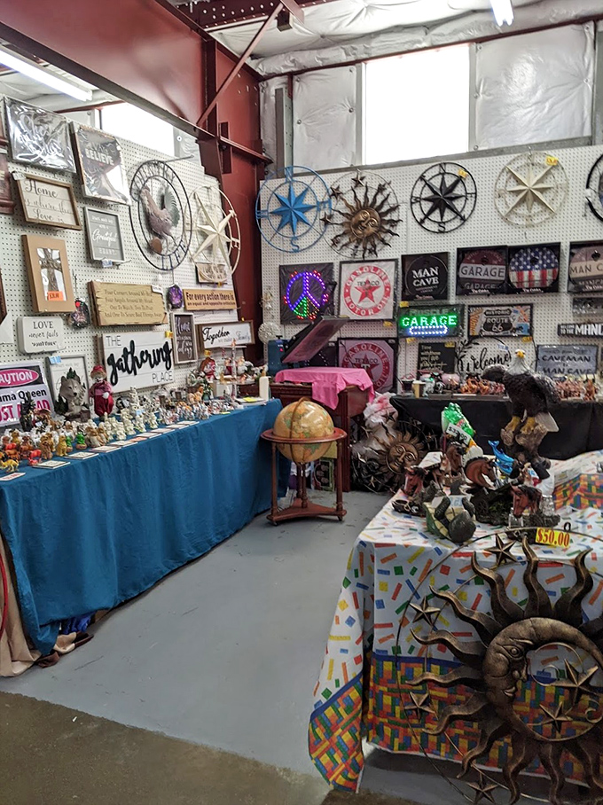 Home d&eacute;cor heaven where farmhouse chic meets man-cave necessities. That vintage globe might just be your next conversation piece. 