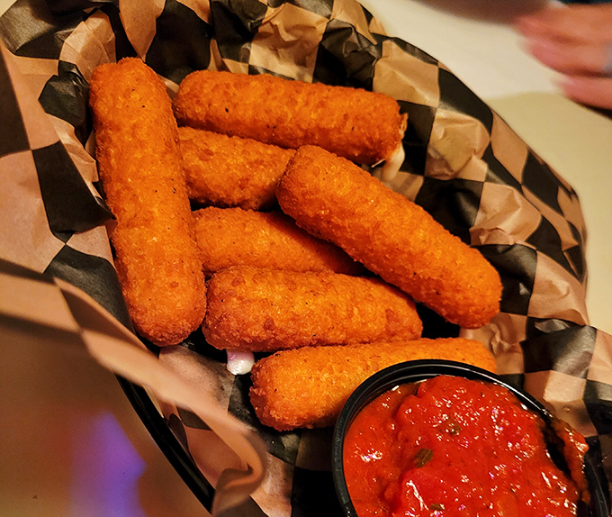 Golden mozzarella sticks that stretch like your favorite childhood memories, only infinitely more satisfying.