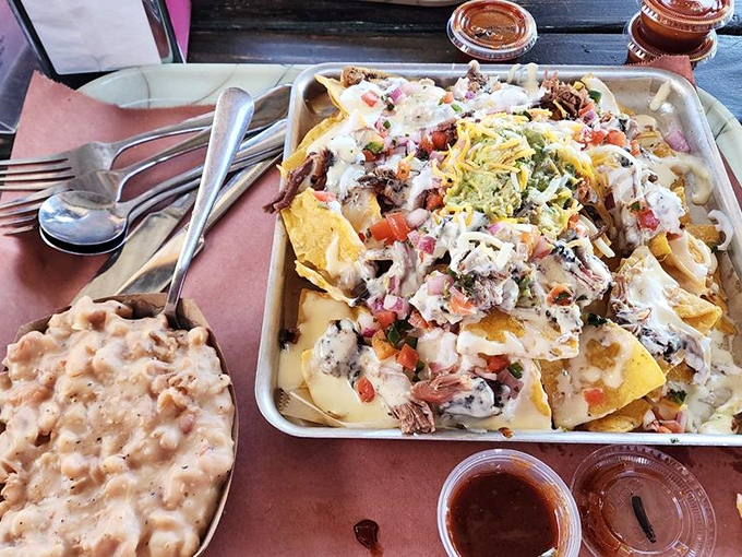 Nachos that laugh in the face of restraint. This isn't just loaded&mdash;it's the Olympic weightlifting champion of Tex-Mex indulgence.