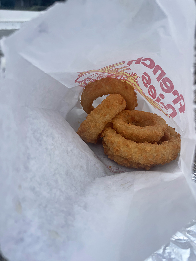 Onion rings that demand respect&mdash;substantial, crispy, and unapologetically simple. No foodie buzzwords needed when the execution is this good.
