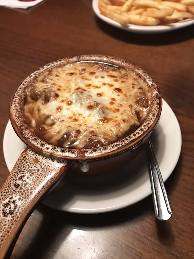 This isn't just French onion soup&mdash;it's a cheese-capped cauldron of comfort that would make Julia Child nod in approval while reaching for a spoon. 