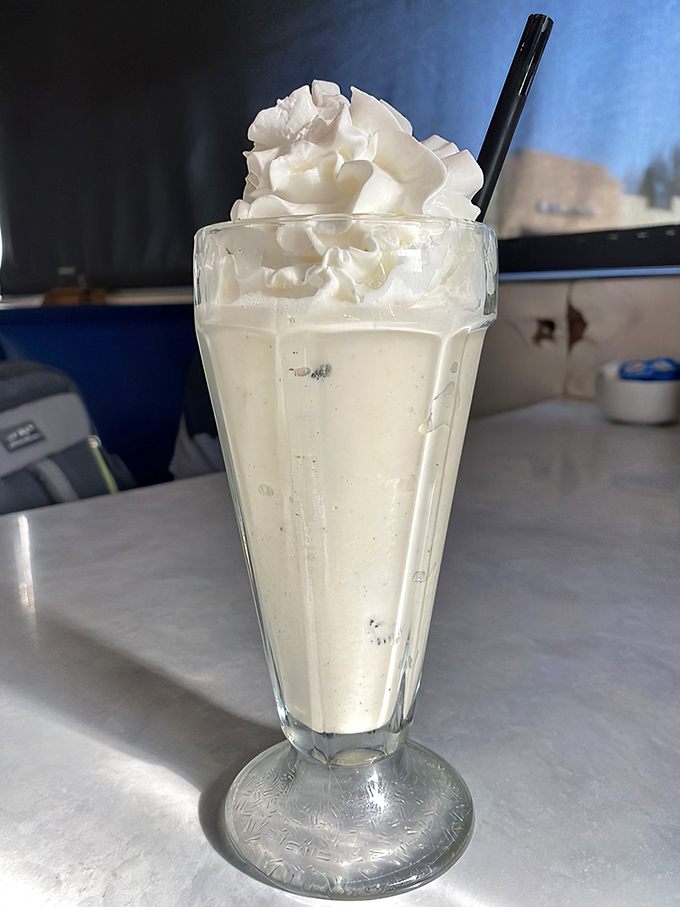 The milkshake that time forgot&mdash;thick, creamy, and topped with a mountain of whipped cream. Drinking dessert is perfectly acceptable before noon here.