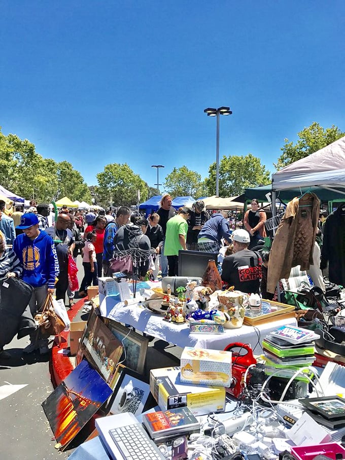 The heartbeat of the market &ndash; shoppers weaving between tables under California's blue skies, each on their own treasure quest.