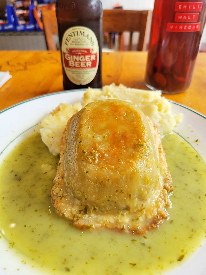 A proper pie swimming in parsley liquor with a side of mash. This isn't food&mdash;it's edible therapy for homesick Brits.