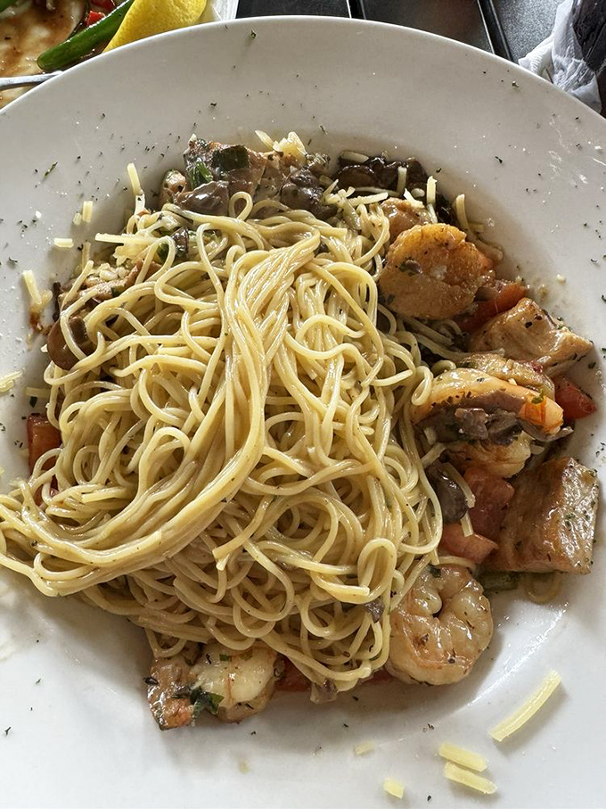 Pasta perfection with seafood companions. These noodles aren't just along for the ride&mdash;they're sharing the spotlight with plump shrimp.