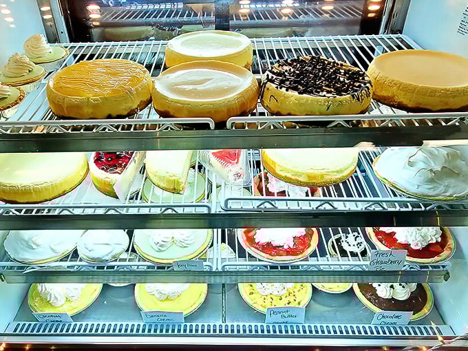 A dessert case that would make your grandmother both proud and jealous&mdash;cheesecakes and cream pies waiting for their forever homes.