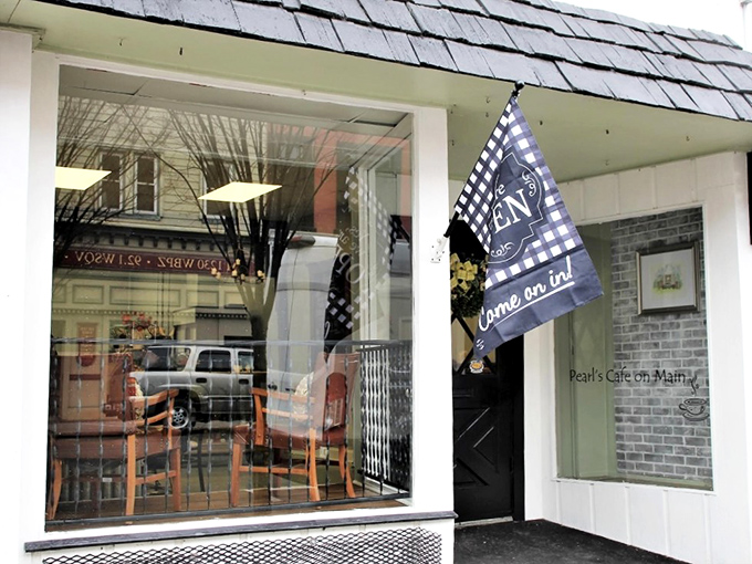 Pearl's Cafe on Main invites you in with a checkered flag that says "the race to find affordable small-town charm is officially over." 