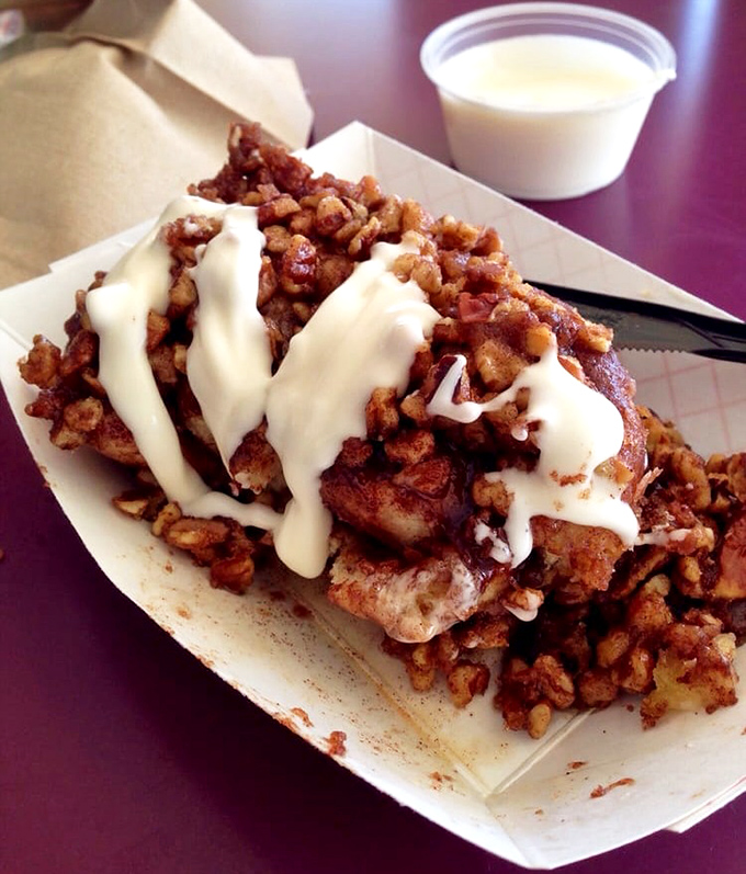 Not just a cinnamon roll, but a pecan-studded masterpiece. The nuts add crunch while cream cheese frosting brings the necessary tang.