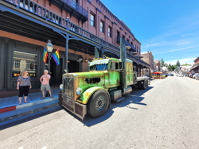 A vintage truck that's seen better days becomes street art in Nevada City. Even the vehicles here tell stories of California's colorful past.