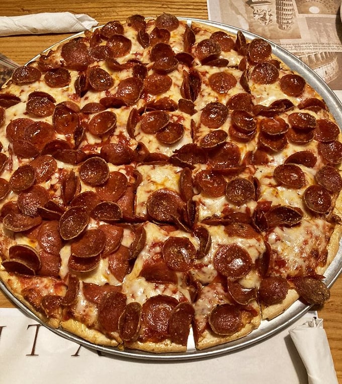 Pizza perfection isn't complicated&mdash;just crispy-edged crust, tangy sauce, and pepperoni that curls into little flavor cups when baked. Simple math.