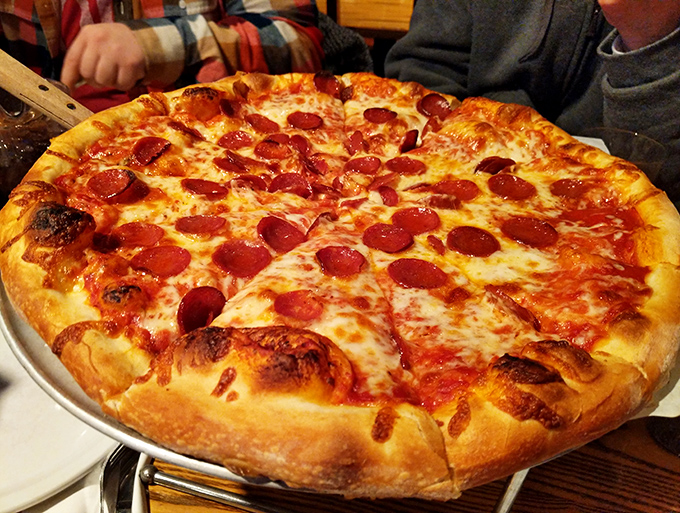 This pepperoni pizza could make a vegetarian question their life choices &ndash; just look at that glorious cheese pull potential.