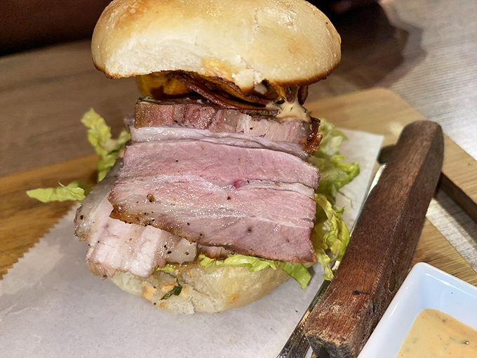 Behold the perfect ratio of meat to bread. This Peruvian-style sandwich demonstrates the beautiful simplicity of getting the basics absolutely right.