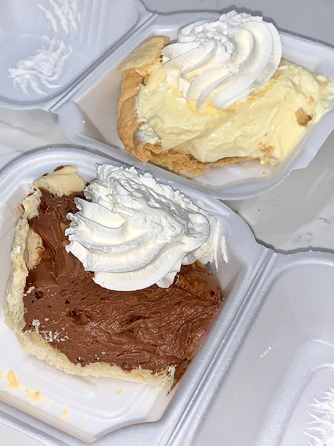 Cream pies that would make your grandmother both proud and jealous—cloud-like fillings nestled in flaky crusts that transport you straight back to childhood.