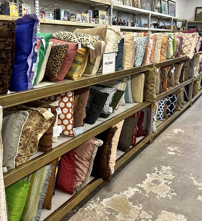 The pillow department: where your couch's midlife crisis gets solved with a splash of leopard print or tropical flair.