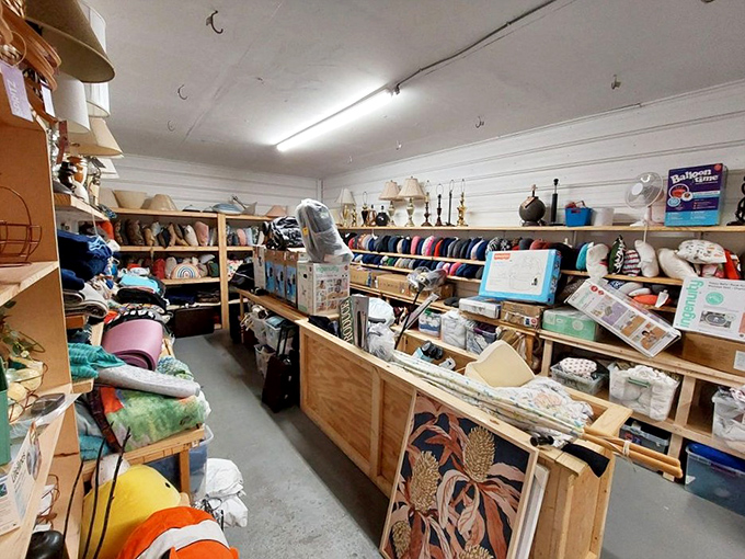 This room might look chaotic at first glance, but seasoned thrifters know it's where the real hidden gems lurk.