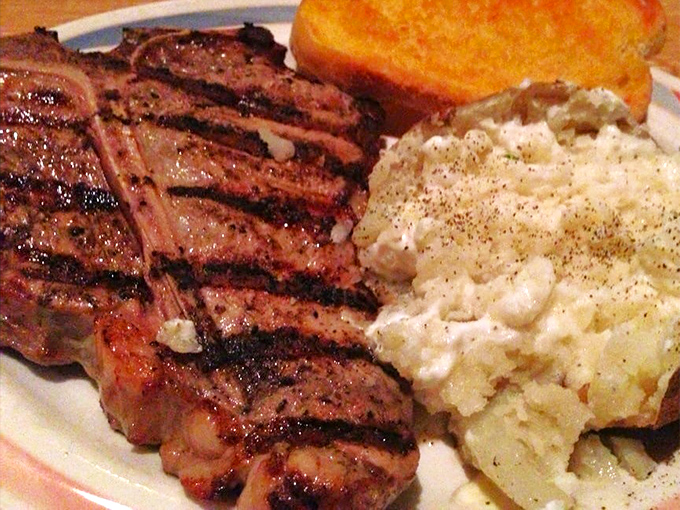 When your porterhouse arrives looking this magnificent, you'll understand why cowboys fought over cattle territory back then.