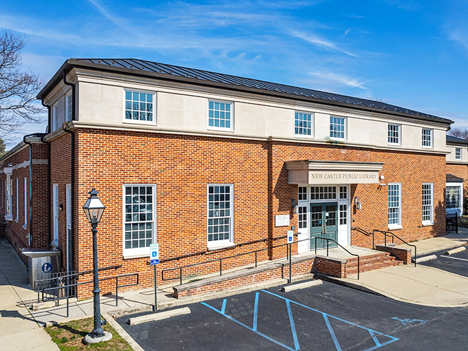 The New Castle Public Library&mdash;where modern knowledge meets colonial charm, proving that good ideas never go out of style.