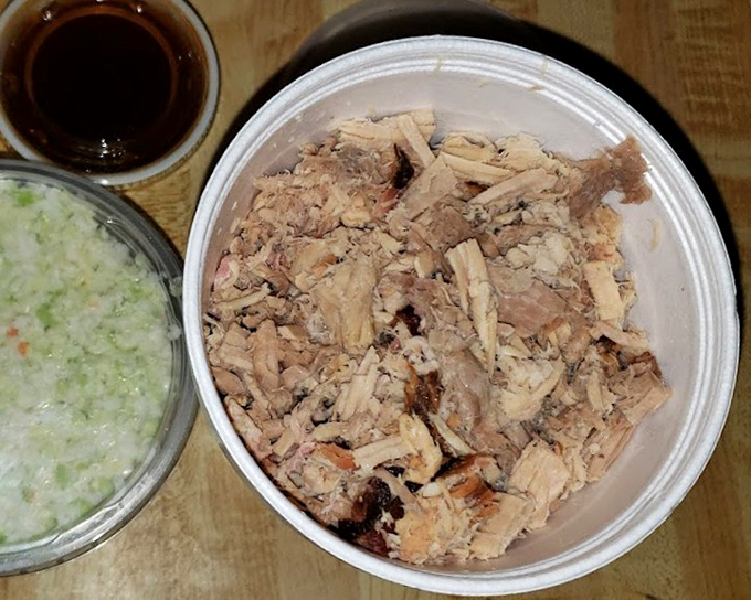 This pulled pork doesn't need a fancy introduction—it's already achieved celebrity status in Franklin with its perfect balance of smoke, tenderness, and time.