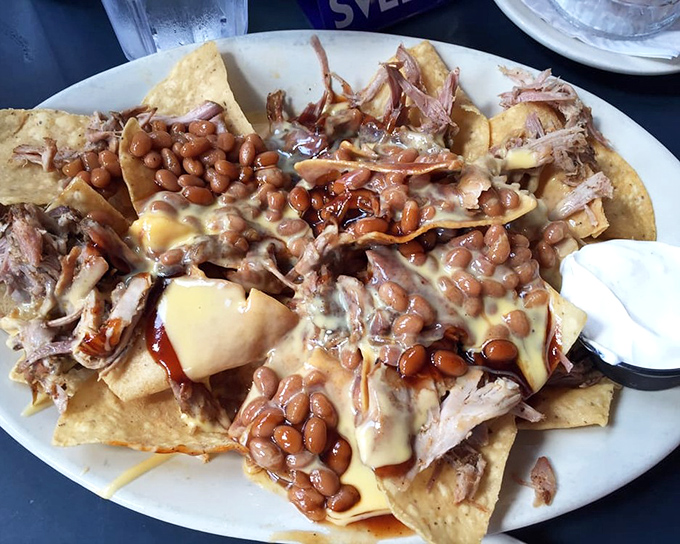 These pulled pork nachos aren't messing around&mdash;a mountain of beans, cheese, and BBQ that requires a strategy session before the first delicious bite.