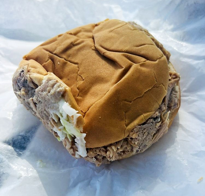 The pulled pork sandwich at B's doesn't need fancy toppings or artisanal bread&mdash;just meat, slaw, and a bun that knows its place.