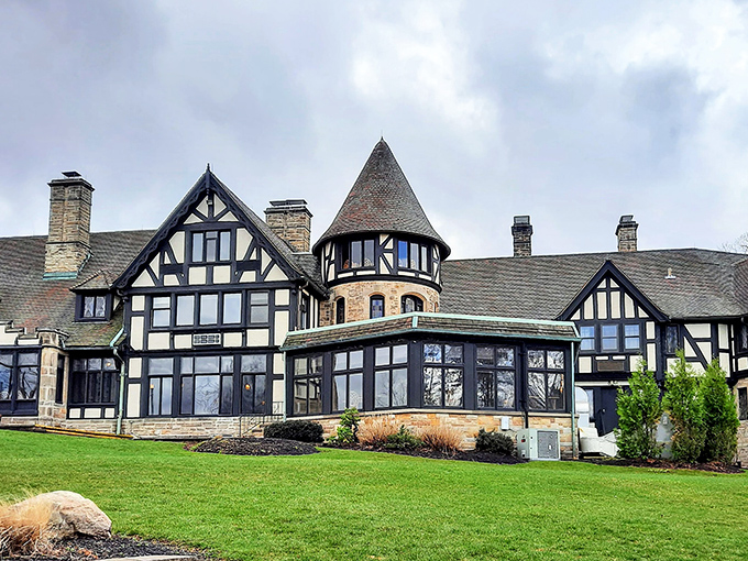 The manor's impressive fa&ccedil;ade could double as a movie set. Half-timbered elegance that makes you want to speak with a British accent.