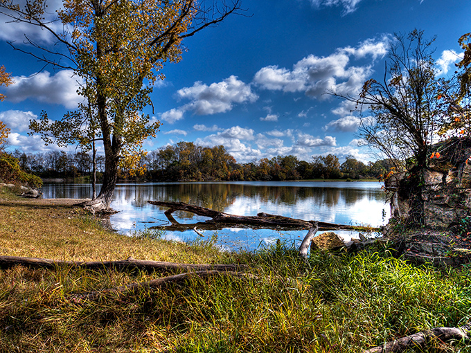 Quarry Park's serene waters mirror autumn's palette, creating a double dose of natural beauty. Mother Nature showing off her Photoshop skills.