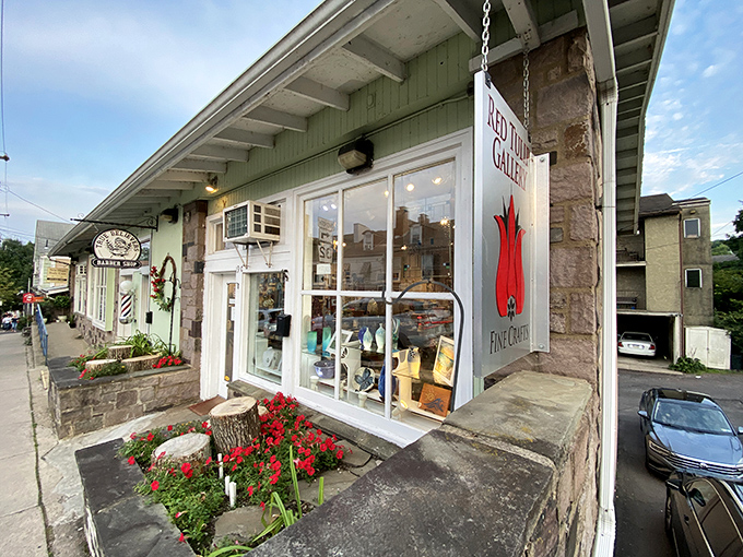 Local artists showcase their passion in galleries like this one, where creativity flows as steadily as the nearby Delaware.