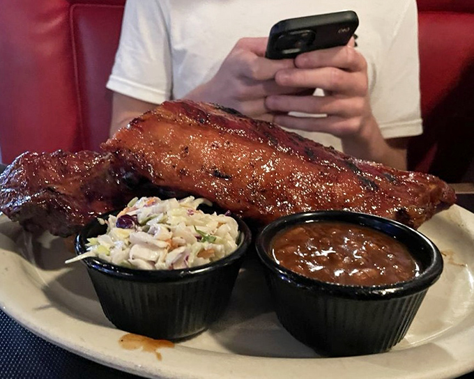 These ribs don't just fall off the bone &ndash; they practically leap into your mouth, bringing coleslaw and beans along for the flavor party.