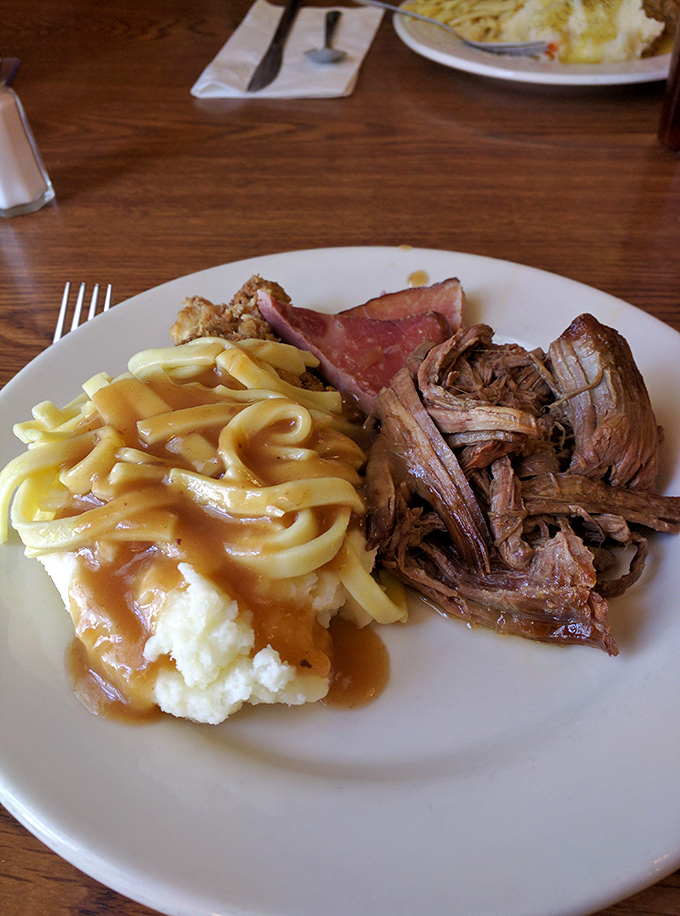 Noodles over mashed potatoes&mdash;because sometimes one carb simply isn't enough. The gravy ties this beautiful relationship together.