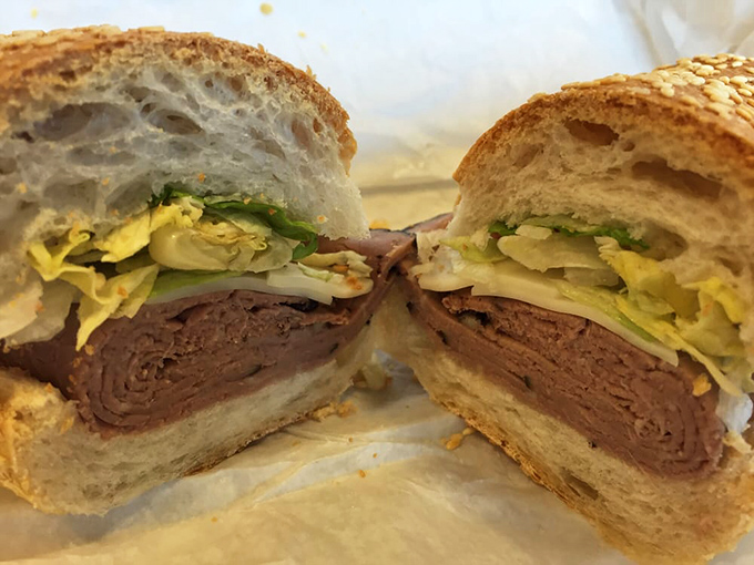 The roast beef sandwich, sliced so perfectly thin you could read today's newspaper through it, nestled in crusty bread with fresh veggies.
