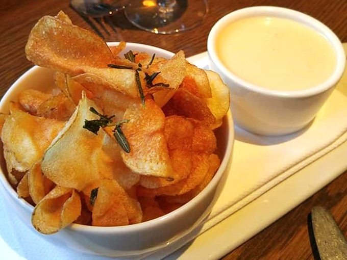 These aren't your average potato chips. Rosemary-infused kettle crisps with a side of something heavenly for dipping&mdash;proof that simple pleasures are often the best.