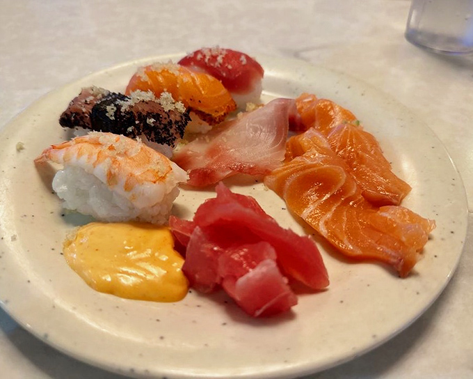 This sushi plate is like a colorful passport to Japan&mdash;no flight required, just an appetite for adventure and fresh fish.