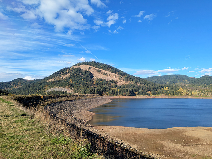 Schwarz Park's shoreline view could make a smartphone addict actually put down their device. Mountains meet water in that quintessential Oregon landscape painters dream about.