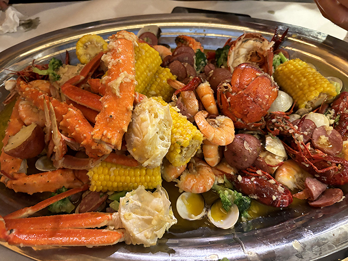 The seafood motherload has landed! This glorious heap of crab, shrimp, and corn is what dreams&mdash;and napkin budgets&mdash;are made of.