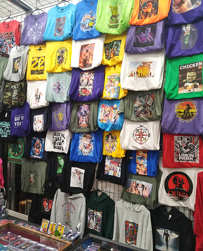 Pop culture meets fashion in this colorful display that spans decades of beloved characters and franchises.