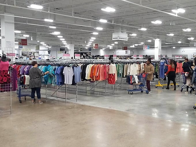 Fellow treasure hunters navigate this retail paradise with the focus of seasoned bargain archaeologists.