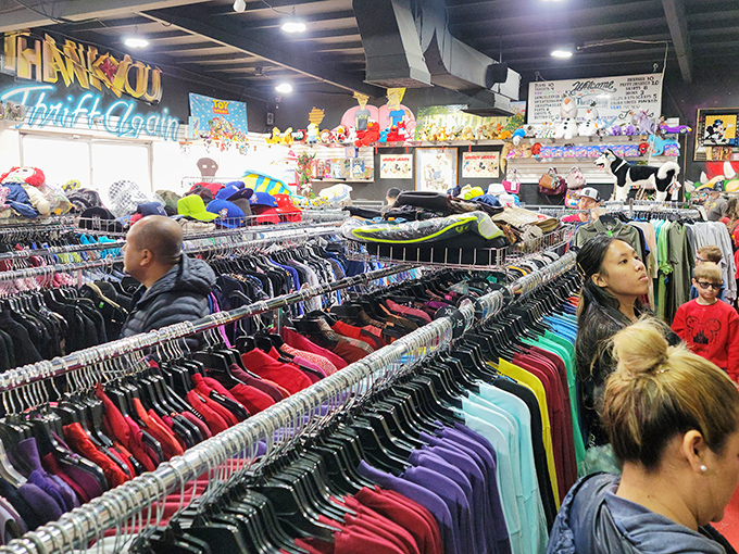 Serious shoppers navigate the densely packed aisles with the focus of archaeologists, each searching for their own version of treasure.