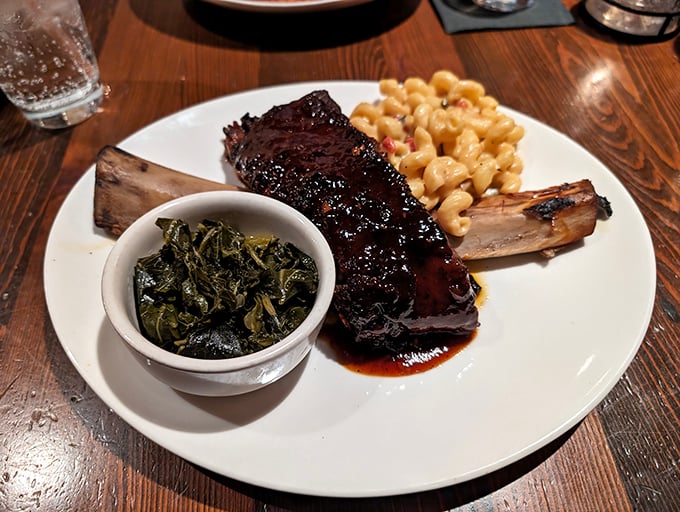 Short ribs so tender they're practically falling off the bone while the mac and cheese stands by, ready for its close-up.