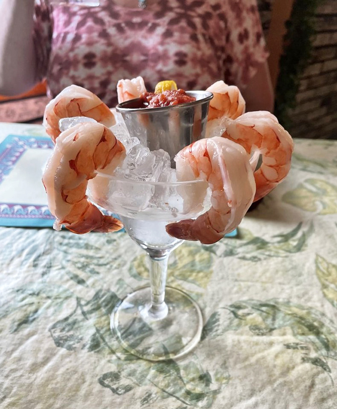 Jumbo shrimp cocktail served in a martini glass&mdash;because in Wisconsin, seafood deserves the same respect as a well-crafted Old Fashioned.