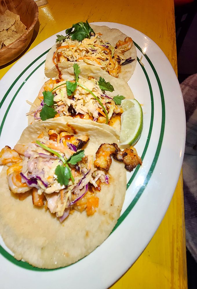Behold the shrimp tacos that launched a thousand road trips &ndash; perfectly grilled crustaceans in tortilla heaven.