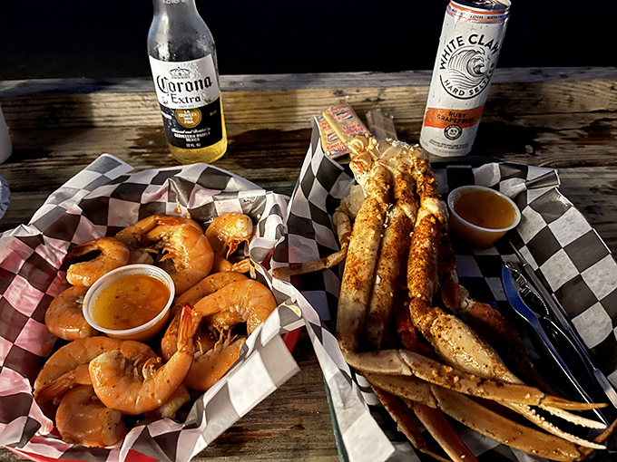 Nature's perfect pairing: Gulf shrimp and crab legs with cold beer. Some relationships are just meant to be.