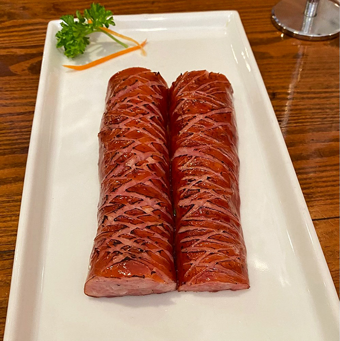 Kielbasa so perfectly scored and glistening, it belongs in the Louvre. This isn't just sausage&mdash;it's edible Polish heritage on a plate.