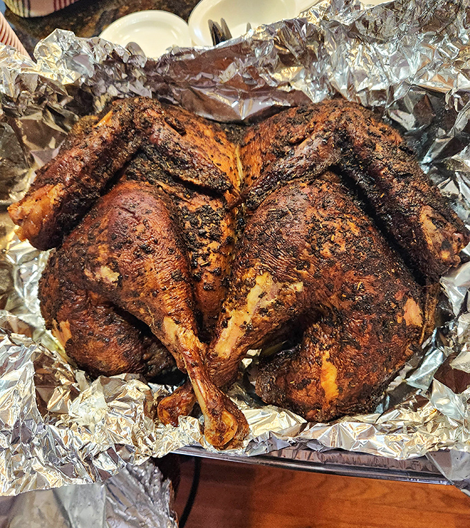 This smoked chicken looks like it's auditioning for a food magazine cover. Crispy, seasoned skin protecting juicy meat beneath &ndash; nature's perfect design.