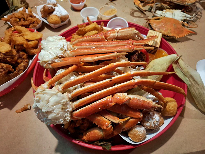 Snow crab legs arranged like a crustacean crown jewel. The kind of platter that turns dinner into an event worth commemorating.