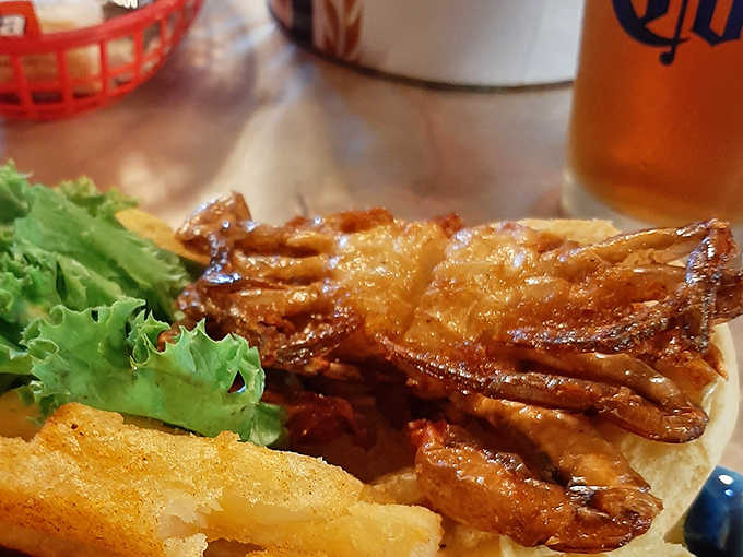 The soft shell crab at Boondocks doesn't need elaborate presentation&mdash;just a perfect fry, a bit of green, and your undivided attention.
