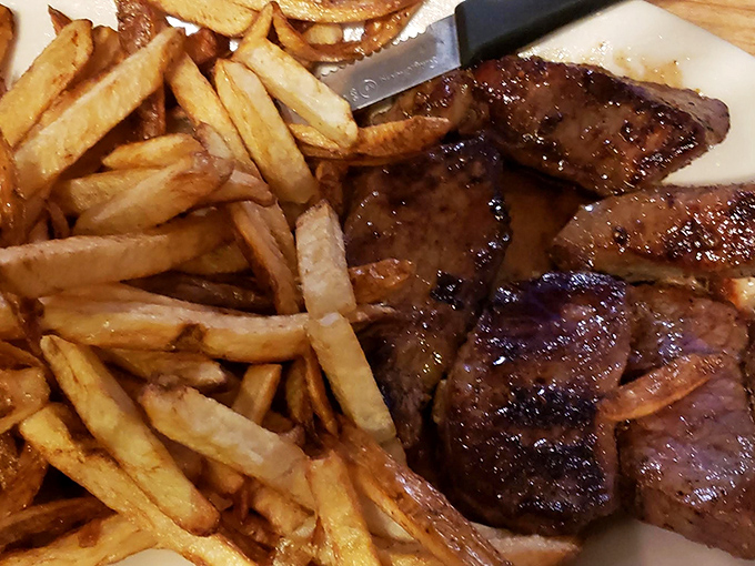 Steak tips that don't tip-toe around flavor. The kind of dish that makes vegetarians momentarily question their life choices.