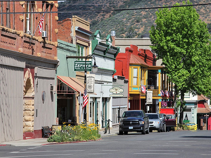 Miner Street's colorful facades and tree-lined sidewalks create the kind of Main Street that Disneyland tries desperately to replicate.