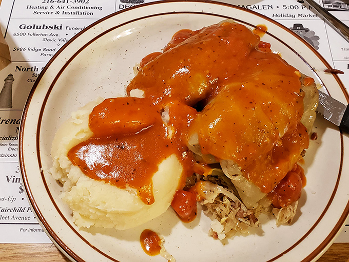 Comfort food that hugs you from the inside. These stuffed cabbage rolls swimming in tomato sauce are what Midwestern dreams are made of.