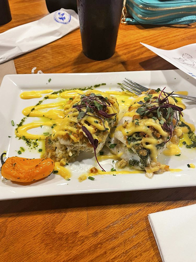 Seafood architecture at its finest. These stuffed flounder fillets draped in hollandaise tell your diet, "Not today, we're celebrating."