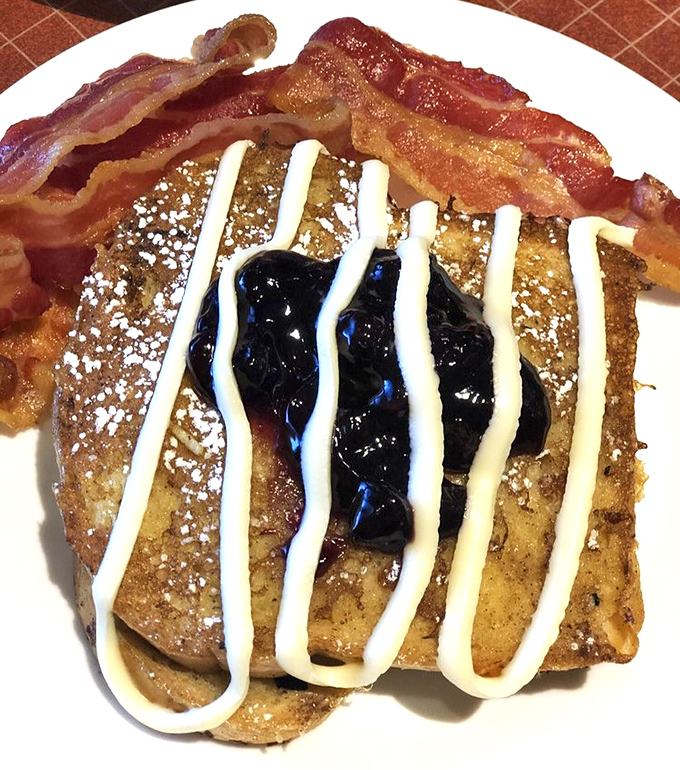 French toast so stuffed with goodness, it practically needs its own zip code.